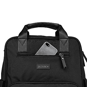 JuJuBe Nature Babe Diaper Bag Backpack with Portable Baby Changing Pad, Sustainable Multi-Function Baby Travel Bag for Bottles, Diapers, Pacifier, Snacks, Made with 24 Recycled Plastic Bottles, Black