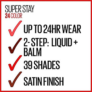 Maybelline Super Stay 24, 2-Step Liquid Lipstick Makeup, Long Lasting Highly Pigmented Color with Moisturizing Balm, All Day Cherry, Red, 1 Count