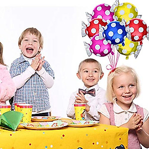 24pcs Sweet Candy Balloons for Birthday Wedding Parties, Including 16pcs Round Lollipop Balloons and 8pcs Candy Lollipop Balloons Aluminum Balloons.