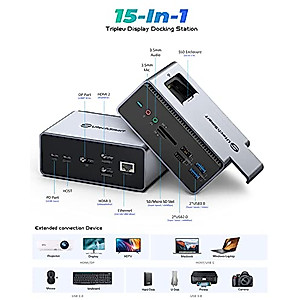 Docking Station, UtechSmart 15 in 1 Triple Monitors USB C Docking Station,Compatible with macOS&Windows,Thunderbolt 3 Dock with SSD Enclosure (2*HDMI,DP, PD3.0,SD/TF,RJ45,Audio&Micro,USB Ports)