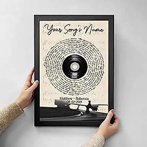 H-DEWALL Personalized Song Lyrics Poster Gifts For Boyfriend Unique Photo New Baby Presents Favorite Song Inspirational Customized Canvas Framed Photo Wall Art Picture Print Quality Decorations Living Room (Bedroom Decor Wall)