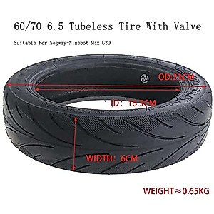 YBang Tubeless Tires with Valve 60/70-6.5 for Segway Ninebot G30 Max Electric Scooters Rear Front Non-Slip Tires (2 pcs)