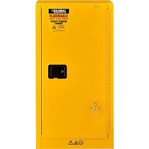 Global Industrial Flammable Cabinet, Self Close Single Door, 16 Gallon, 23"Wx18"Dx44"H
