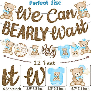We Can Bearly Wait Banners Bear Baby Shower Banner Teddy Bear Baby Shower Decorations 3PCS We Can Bearly Wait Baby shower Decorations for Boy Bear Birthday Party Supplies