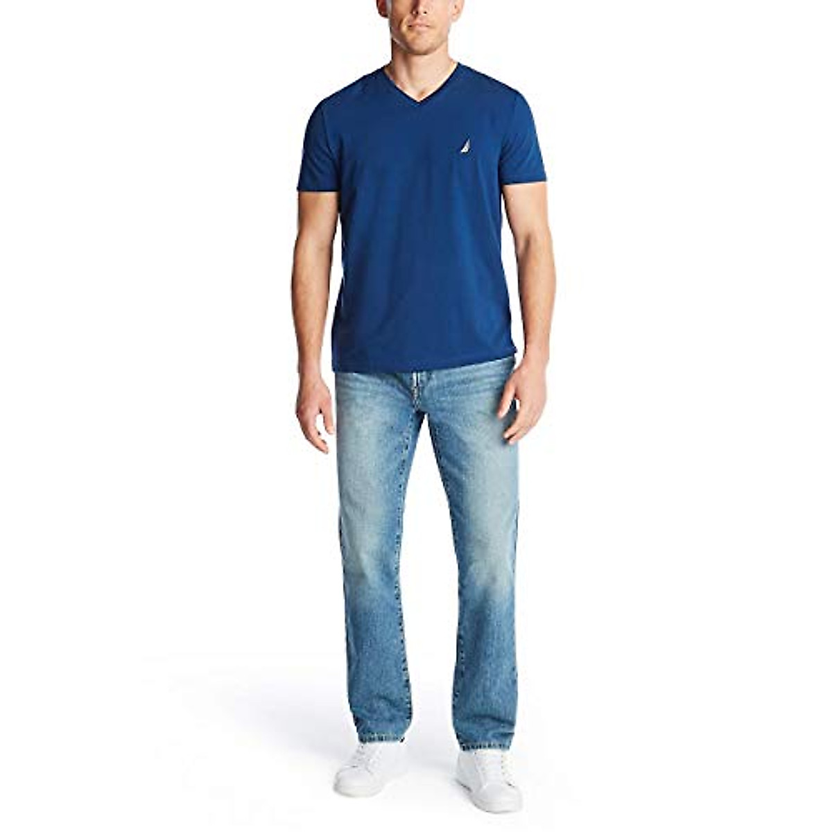 Nautica Men's Short Sleeve Solid Slim Fit V-Neck T-Shirt, Royal Blue, X-Large