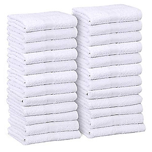 GOLD TEXTILES 24 New White (15x25 Inches) Hotel Hand Towels Cotton Blend Thin Light Weight Quick Drying