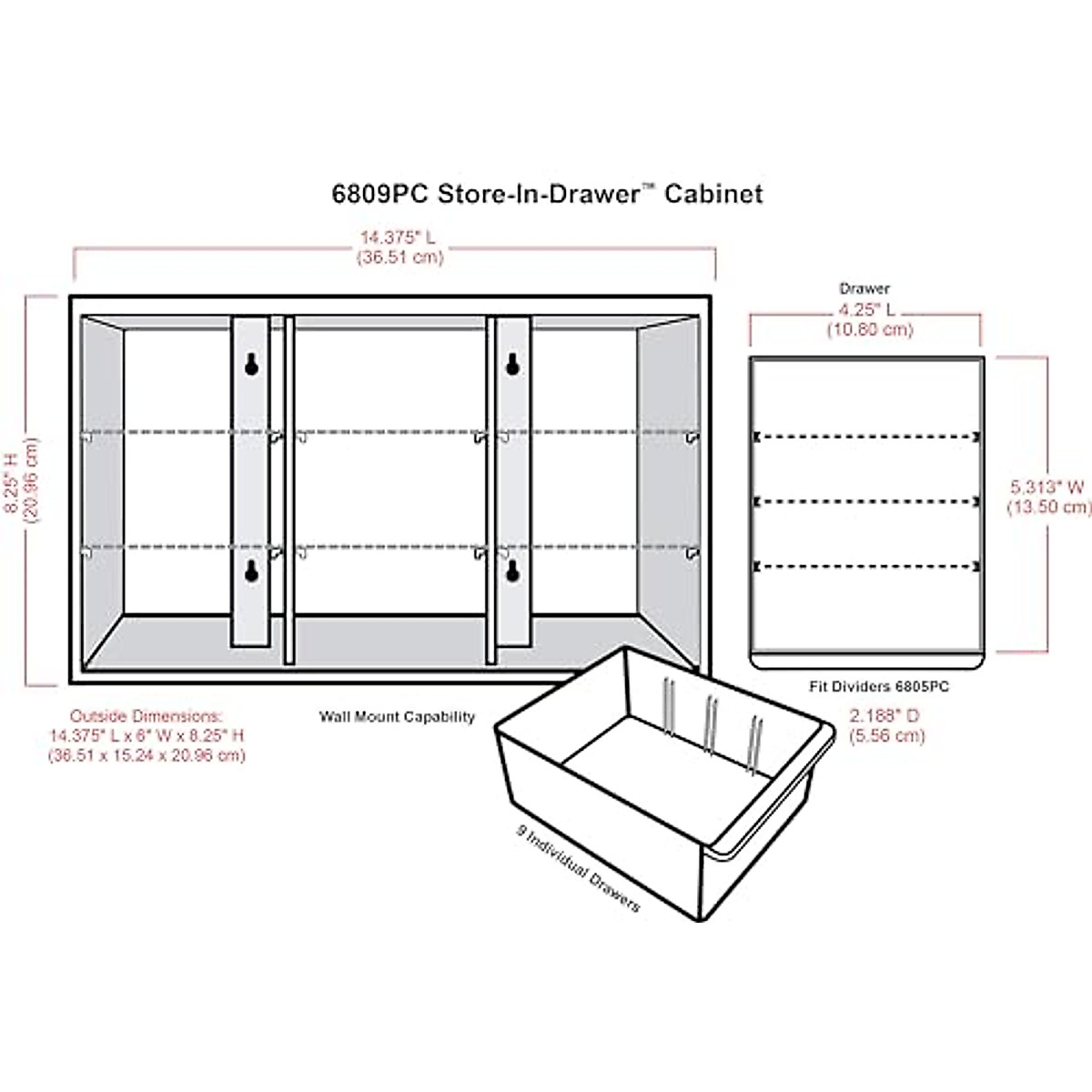 ArtBin 6809PC Store In Drawer Cabinet Sewing & Craft Organization, Plastic Storage Unit with 9 Drawers, White with Clear Drawers