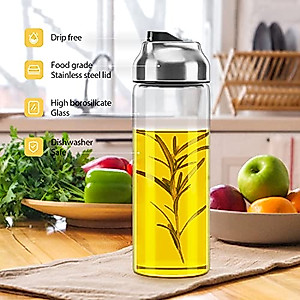 Aelga Olive Oil Dispenser - 14 OZ Glass Oil and Vinegar Dispenser Set - Oil Dispenser Bottles for Kitchen No Drip-Set of 2