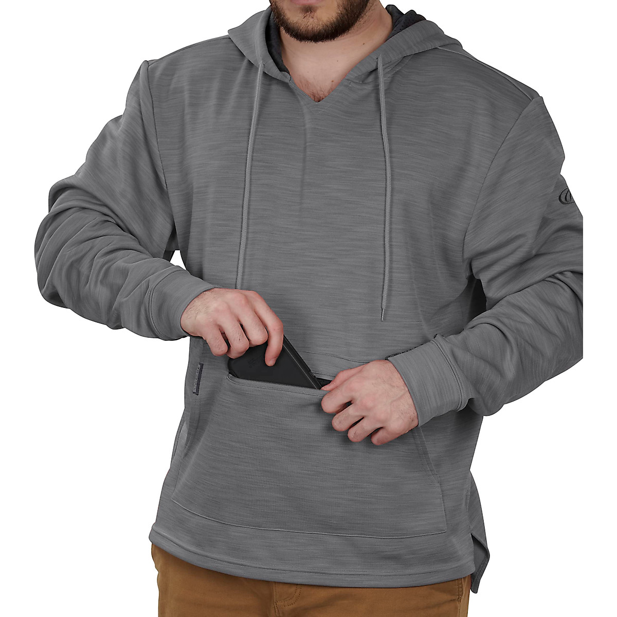 Rawlings Adult Brushed Performance Fleece Hoodie Series, Grey, Small