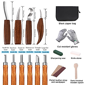 Wood Carving Tools Set,Detail and Hook Carving Knife Kit for Beginners,Trimming Knife for Spoon Bowl Cup Woodwork,Round Handle Design and 6pcs SK2 Carbon Steel Wood Carving Knives（10pcs）