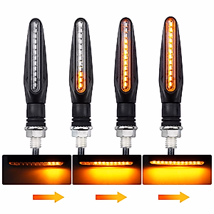 ZKFAR Pack-4 Motorcycle Indicators, Flowing Turn Signal Brake Lights, Daytime Running Lights, 12V Turn Signals, for Dirt Bike Motorbike (Yellow)