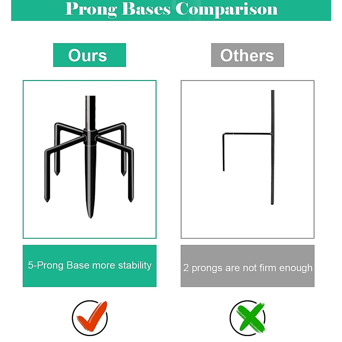 Fandature 76 Inch Tall Outdoor Shepherds Hook with 5 Prong Base, Adjustable Bird Feeder Pole Hanger for Hanging Outside Birdfeeders, Plant Baskets, Lanterns, Wedding Decor