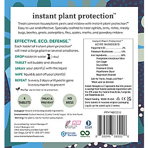 Instant Plant Protection (4Tablets) Self-Dissolving Tablets | Peppermint Spray for Protecting Indoor and Houseplants Against Spider Mites, Insects, and Disease