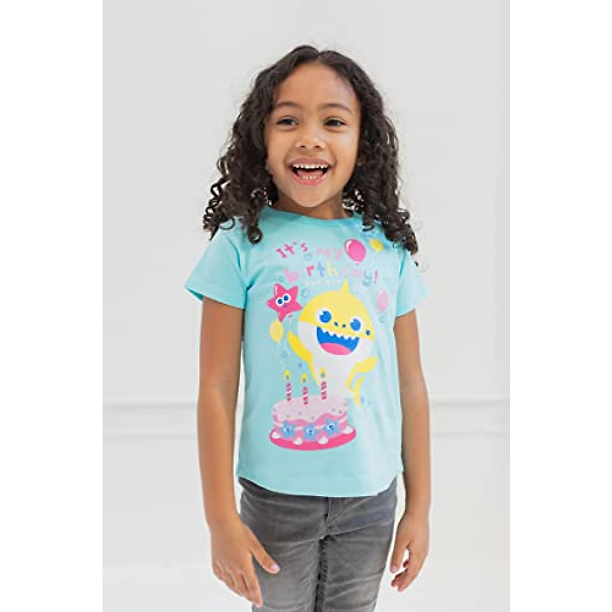 Pinkfong Baby Shark Birthday Toddler Girls T-Shirt Blue 3T