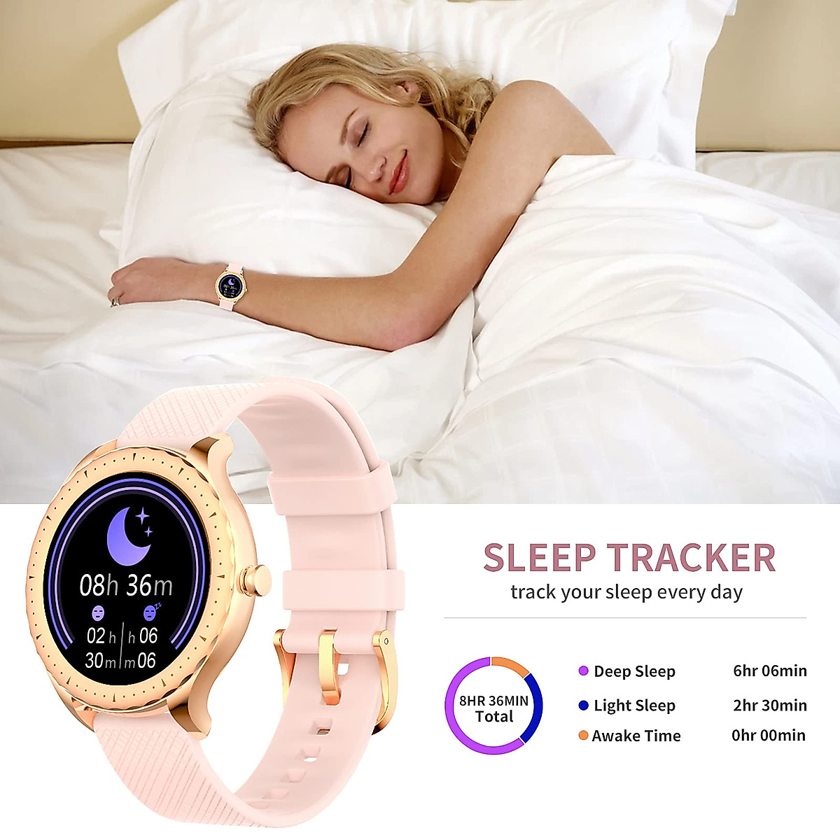 GADIXY Smart Watch for Women(Answer/Make Calls),Smartwatch for Android Phones iPhone,Fitness Tracker with Heart Rate,Sleep,Blood Oxygen Monitor (Pink)