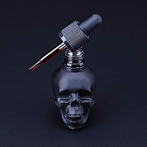 Tvoip Glass Dropper Bottle 2OZ/60ML Skull Shape Bottle of Halloween,E Liquid,Essential Oil Bottle with Pipette,Empty Refill Glass Bottle (2oz/60ml)