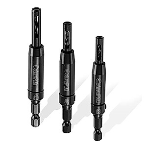 ColumPRO 3 PCS Hinge Drill Bit Set, HSS VIX bit Self Centering Drill Bits,Wood Door Window Cabinet Woodworking Hinge Hardware Pilot Hole Drill Bit 3/32"(#6),7/64"(#8),1/8" (#10), Organized Storage