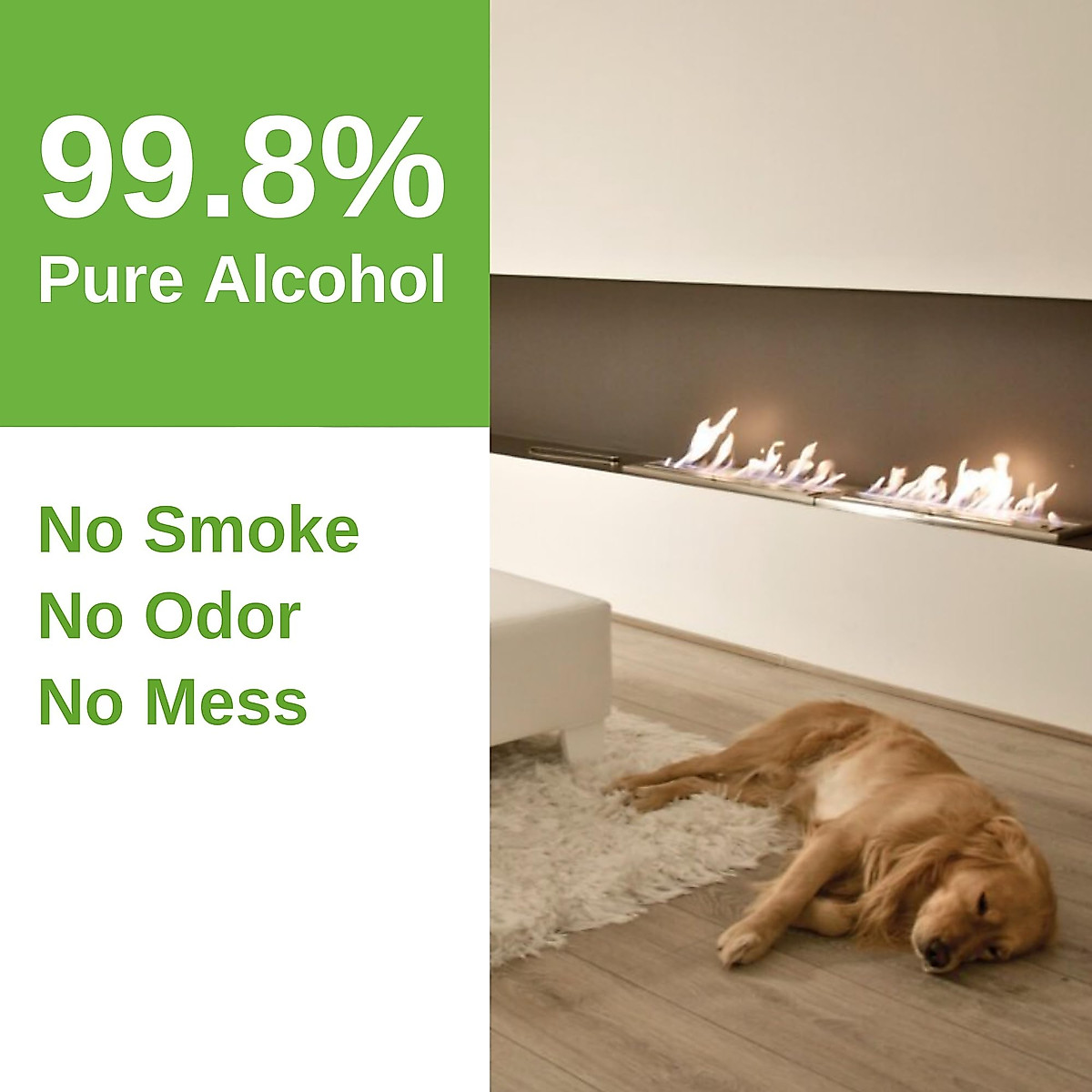 16 QUARTS Odorless, Smoke-Free Ethanol Fireplace Fuel | Best Flame, Fast Pour, Long Burn, Safety-Tested, Made in USA | Bio Ethanol Fuel For Fire Table Top Fire Pit Ethanol Fireplace | e-NRG Bioethanol