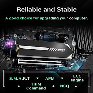 AGI 1TB AI818 PCIe NVMe M.2 Gen4x4 SLC Cache 3D TLC NAND Flash Internal Solid State Drive SSD with Heat Sink (R/W Speed up to 5000/4500 MBs)