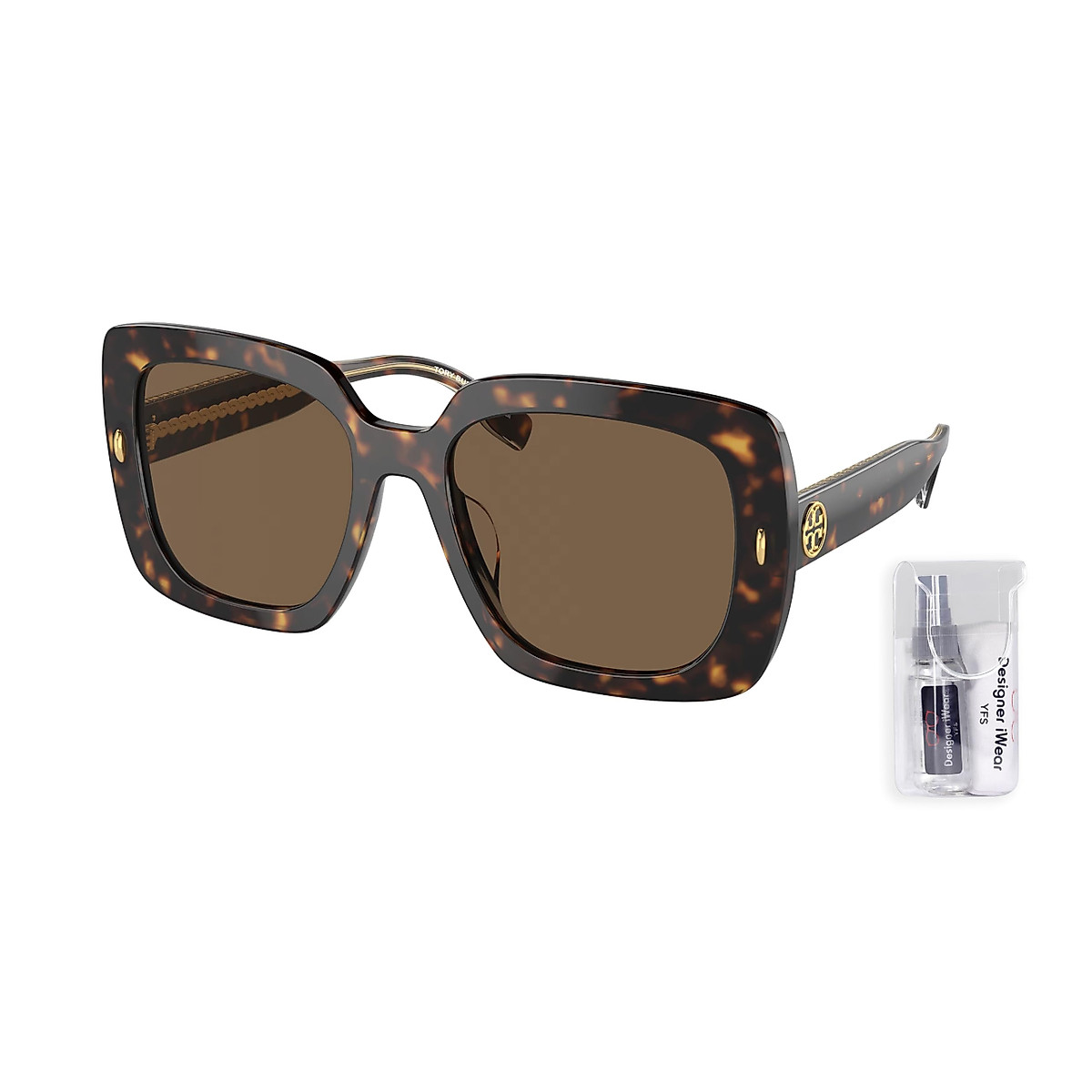 Tory Burch TY7193U 172873 56MM Dark Tortoise/Dark Brown Square Sunglasses for Women + BUNDLE With Deisgner iWear Complimentary Eyewear Kit