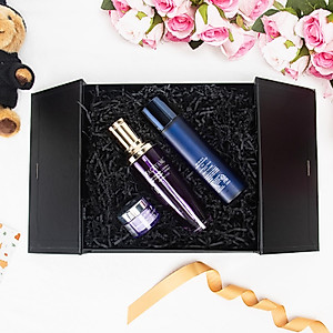 CHARMGIFTBOX Gift Boxes with Lids, 9x9x3 Inch Black Gift Box with Ribbon Card Fancy Gift Wrap Boxes for Festival Anniversary Birthday Groomsmen Proposal Weddings Boyfriend Father's Day