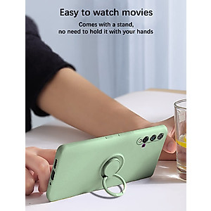 Compatible with Huawei Nova 5T Case Silicone Cute Shockproof Anti-Scratch Huawei Nova 5T Phone Case with Ring Kickstand Full Body Protection Cases for Women (Green)