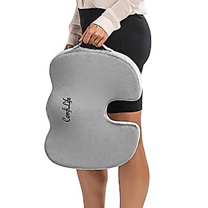 ComfiLife Premium Comfort Seat Cushion - Non-Slip Orthopedic 100% Memory Foam Coccyx Cushion for Tailbone Pain - Cushion for Office Chair Car Seat - Back Pain & Sciatica Relief (Gray)