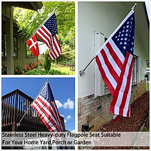 Uelfbaby Flag Pole Holder Bracket with Drainage Design, 304 Stainless Steel Heavy Duty Flag Pole Bracket Mounting Bracket 2 Positions for 1 inch Flag Pole Wall Flag Mount House & Estate