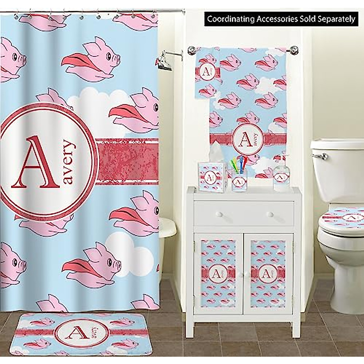 RNK Shops Flying Pigs Waste Basket - Single Sided (Black) (Personalized)