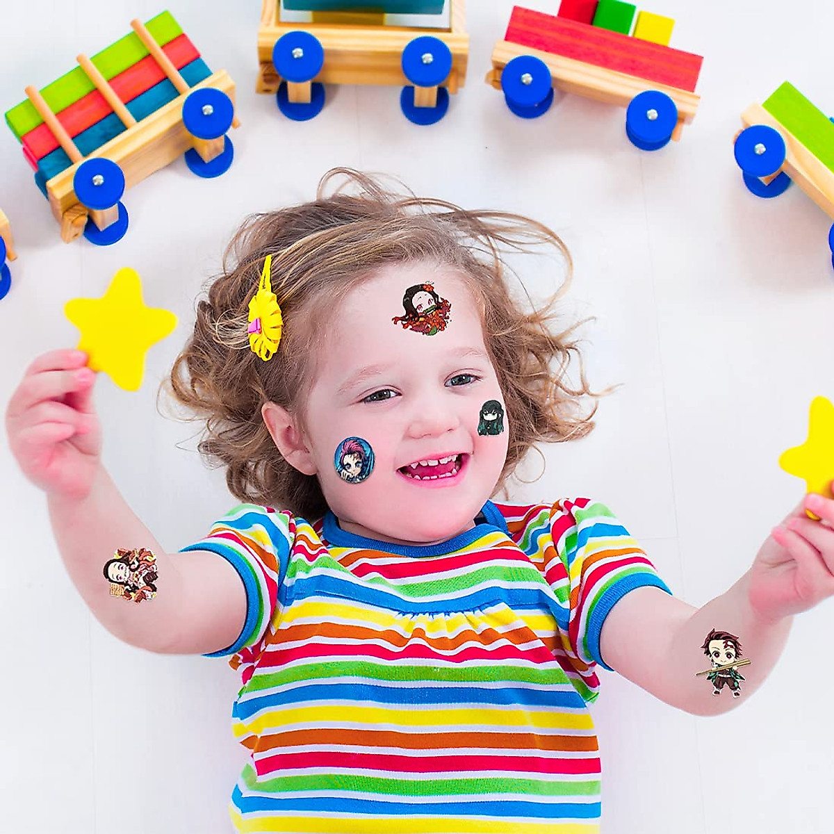 WENSHEN Anime Tattoos 8Sheet Anime Temporary Tattoo Fake Tattoos Vinyl Waterproof Party Favors for Kids Teens Adult Birthday 5.9x3.93 Inch Pack of 8