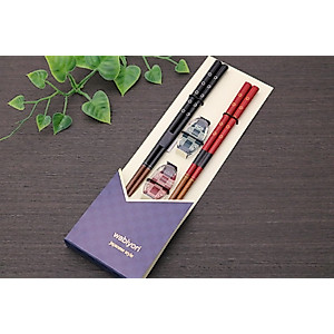 Ishida WABIYORI 60181 Tsukiyama Couple Chopsticks for Gifts, Includes Chopsticks Rest