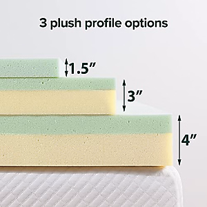 ZINUS 3 Inch Green Tea Memory Foam Mattress Topper / Pressure-Relieving Layers / CertiPUR-US Certified, Full