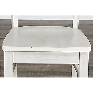 Pemberly Row 37" Wood Dining Room Ladderback Chair with Wood Legs for Kitchen, Modern Restaurant Chairs in Marble White