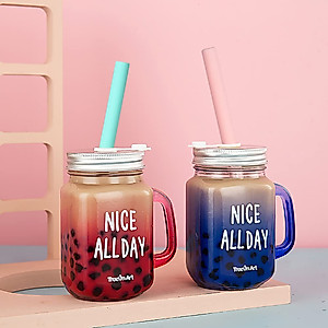 ALINK 8 Counts Reusable Silicone Boba Tea Straws with Brush