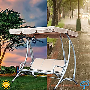 Allsor Swing Canopy Replacement, Swing Replacement Top Cover Rainproof Patio Top Cover Waterproof Replacement Canopy for Patio Yard Seat for Seat Furniture(Beige)