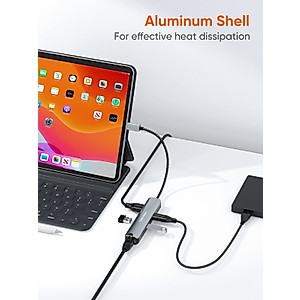USB C Hub Multiport Adapter, CableCreation 5-in-1 USB C Adapter Aluminum Shell with 4K HDMI, 1Gbps Ethernet, 3 USB 3.0 Ports for MacBook Pro/Air 2020/2019, iPad Pro 2020, Surface Go, XPS