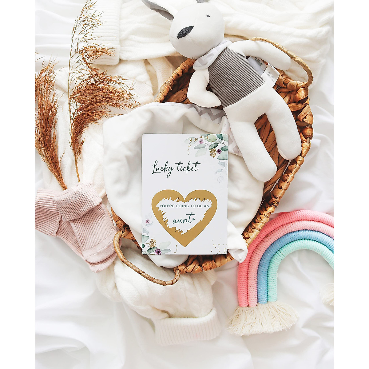 Joli Coon Pregnancy announcement scratch card - You are going to be an aunt - Baby announcement with envelope - Eucalyptus