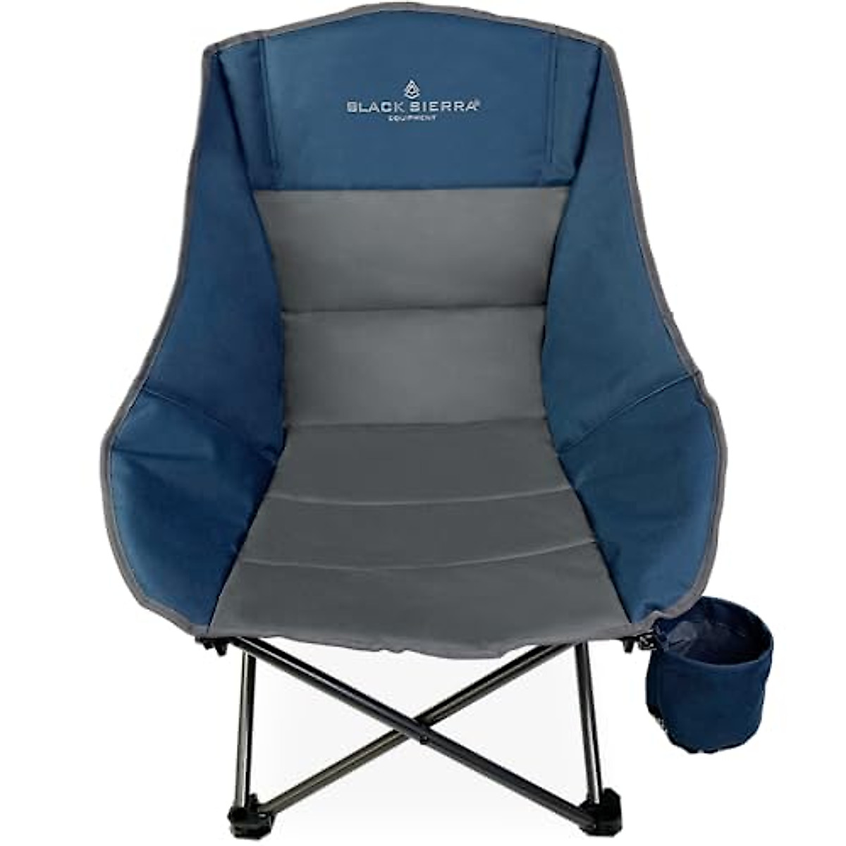 Black Sierra Deluxe Low Scoop Padded Camping Chair, Folding Event Chair with Cup Holder and Carrybag, Outdoor Portable Beach Chair Supports 250 Lbs, Event Chair, Camping Chair, Beach Chair