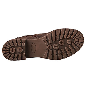 GLOBALWIN Women's Biker Boots Lace up Mid Calf Motorcycle Fashion Festival Boots Combat Riding Military Boots for Women Brown Size 7