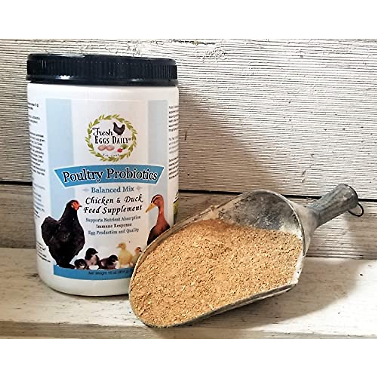 FRESH EGGS DAILY Poultry Probiotics Feed Supplement Vitamins for Backyard Chickens and Ducks 1LB