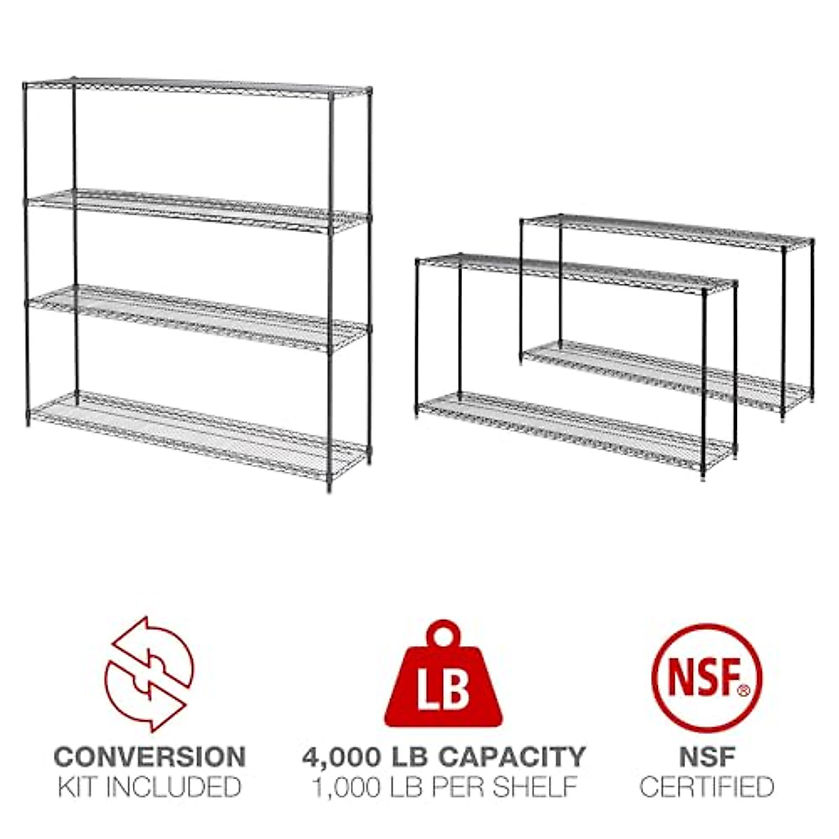 Alera ALESW207218BA BA Plus 72 in. x 18 in. x 72 in. 4-Shelf Wire Shelving Kit - Black Anthracite Plus