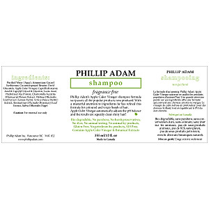 Phillip Adam Fragrance Free Shampoo and Conditioner Set with Apple Cider Vinegar - pH Balancing - Enhance Shine and Smoothness- 12 Ounce Each