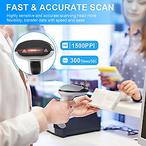 Barcode Scanner with Stand, JRHC Wireless 1D Laser Bar Code Scaners 2.4G Wireless & USB Wired Connection Plug and Play Handheld Bar Code Reader