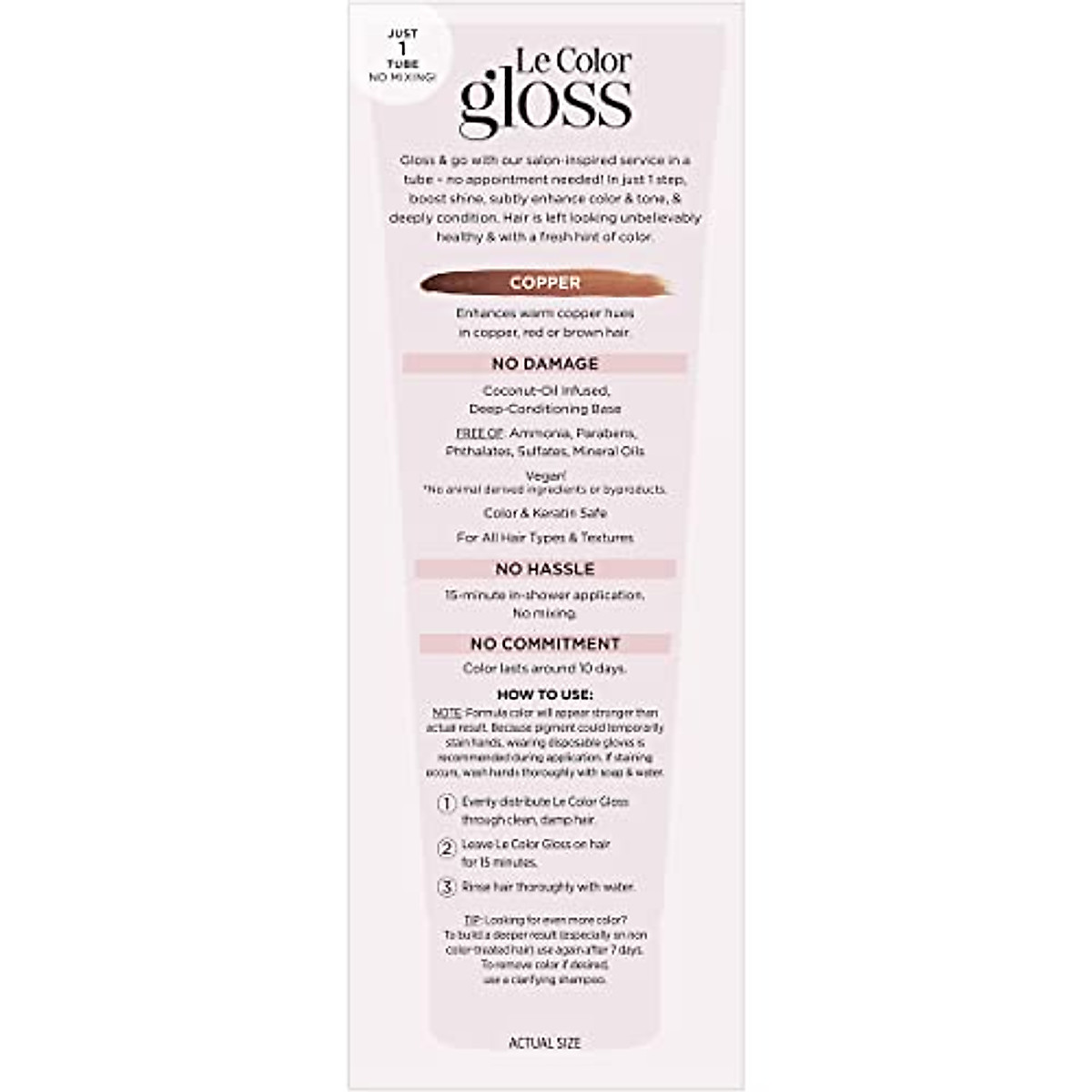 L'Oreal Paris Le Color One Step Toning Hair Gloss, Copper, 4 Ounce