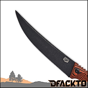 DFACKTO 6in Fieldbutcher Hybrid Boning Fillet Knife, G10 Handle, High Carbon Steel, Camping and Kitchen Knife for Hunting, Fishing, Butchering, Tactical Outdoor Knife (Orange)
