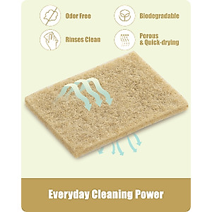 Foamstar Natural Scouring Pads 6 Pack- Non-Scratch Sisal Cleaning Scrub Pads for Dishes, Eco-Friendly Coconut Fiber Kitchen Scrubbers for Pans and Pots, Compostable, Biodegradable