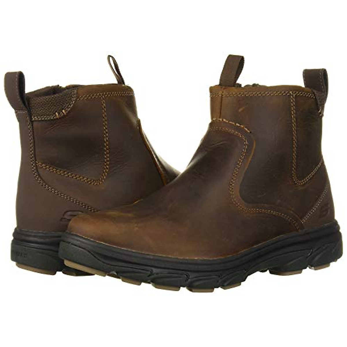 Skechers Mens Resment-korver Chelsea Side Zip Hiking Boot, Dark Brown, 6.5 Extra Wide US