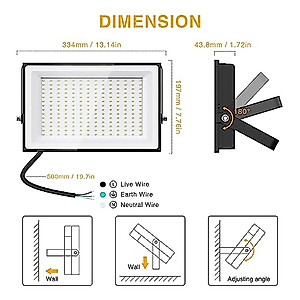 Onforu 150W LED Flood Light Outdoor, 12000LM Super Bright Security Light, IP66 Waterproof Outdoor Floodlight, 2 Pack 6500K Daylight White LED Exterior Light for Basketball Court, Stadium, Playground