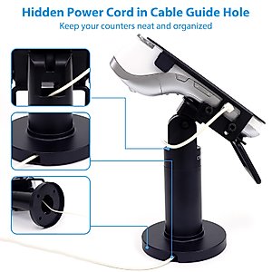 CRIZISTON Credit Card Terminal Stand for Pax A920 / A920 Pro, 7" Tall Credit Card Machine Stand, Swivel & Tilt POS Machine Payment Terminal Stand with Fully Wrap Metal Frame, Screw-in & Adhesive,Black