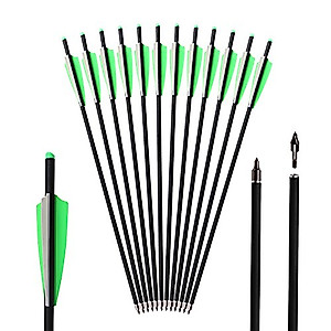 TOPARCHERY 12pcs 22 inch Crossbow Arrows, Hunting Arrows with Replacement Screw-in Point, Crossbow Bolts for Crossbow, Carbon Arrows for Archery ø 8.8 mm